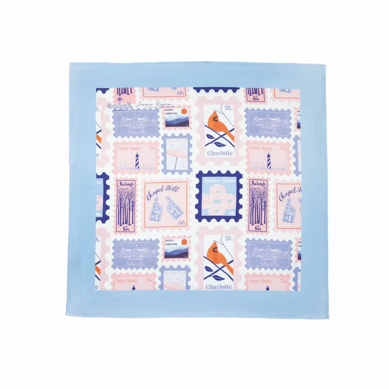 North Carolina Stamp Scarf by Jessie Reyna 25x25" – Imbali Charleston